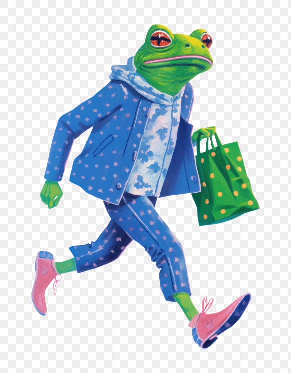 PNG cartoon Frog holding shopping | Free PNG - rawpixel