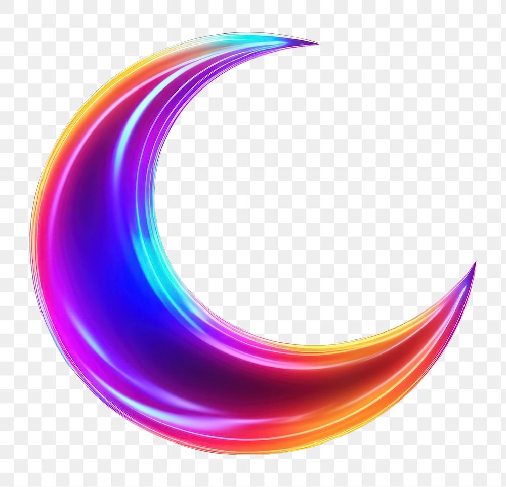 3d Render Of Neon Half Moon Icon Images | Free Photos, PNG Stickers ...