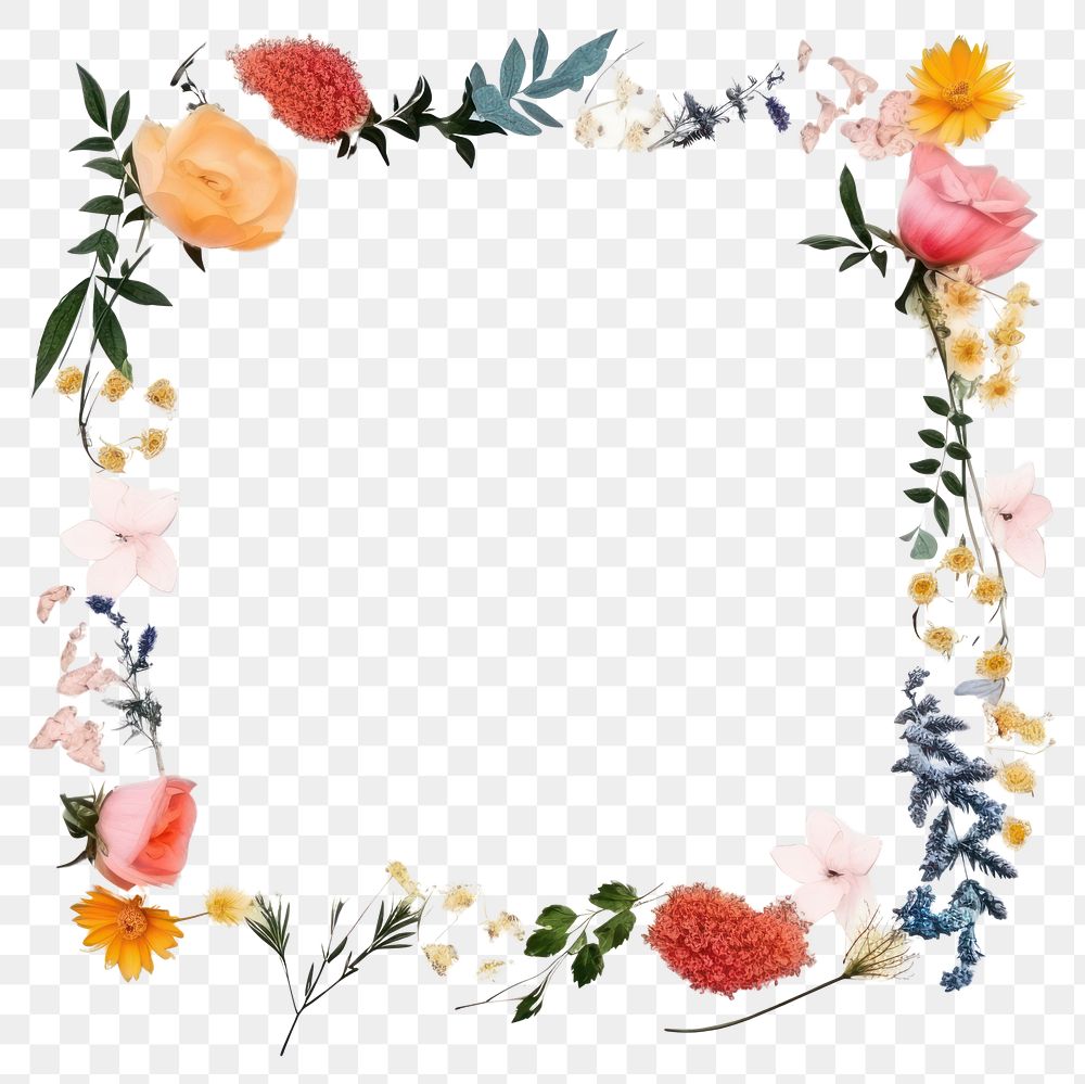PNG Flowers pattern frame plant. | Free PNG - rawpixel