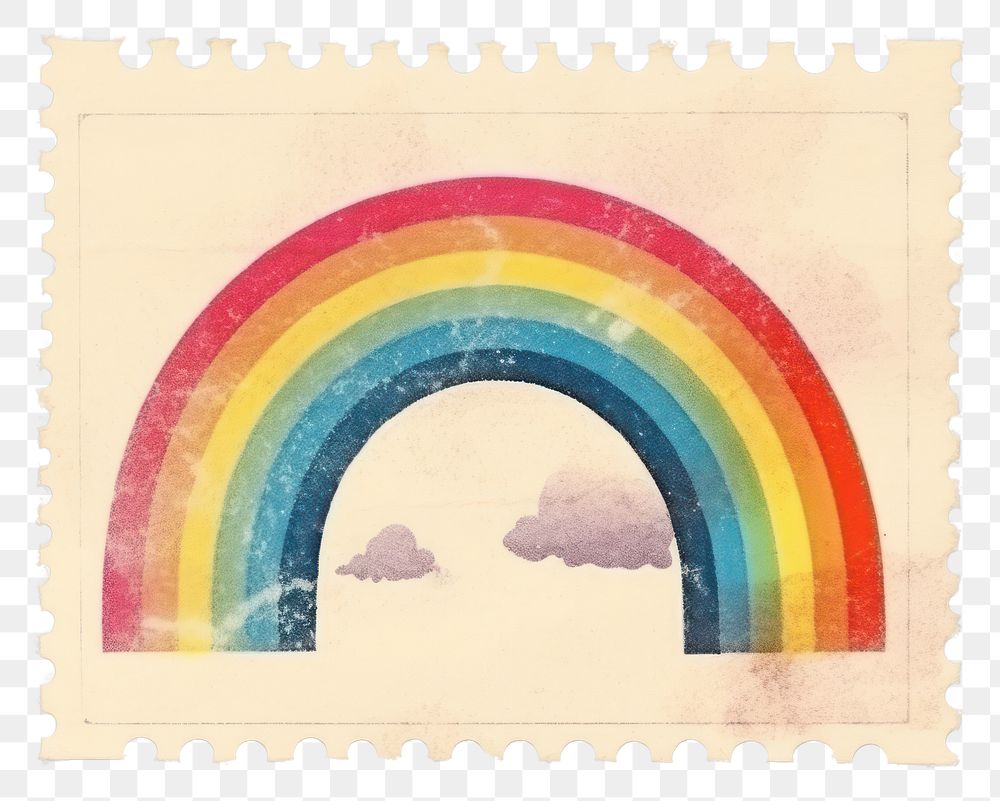 PNG Vintage postage stamp rainbow | Premium PNG - rawpixel