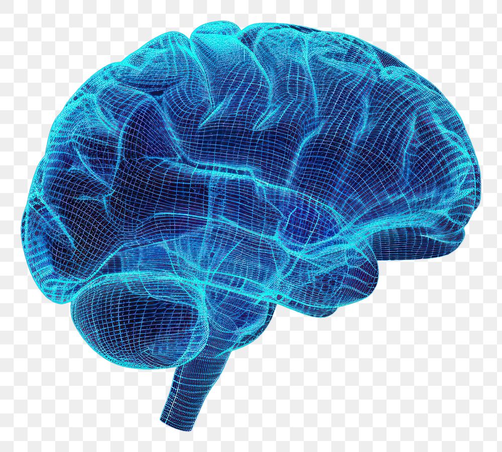 PNG Glowing wireframe brain blue | Premium PNG - rawpixel