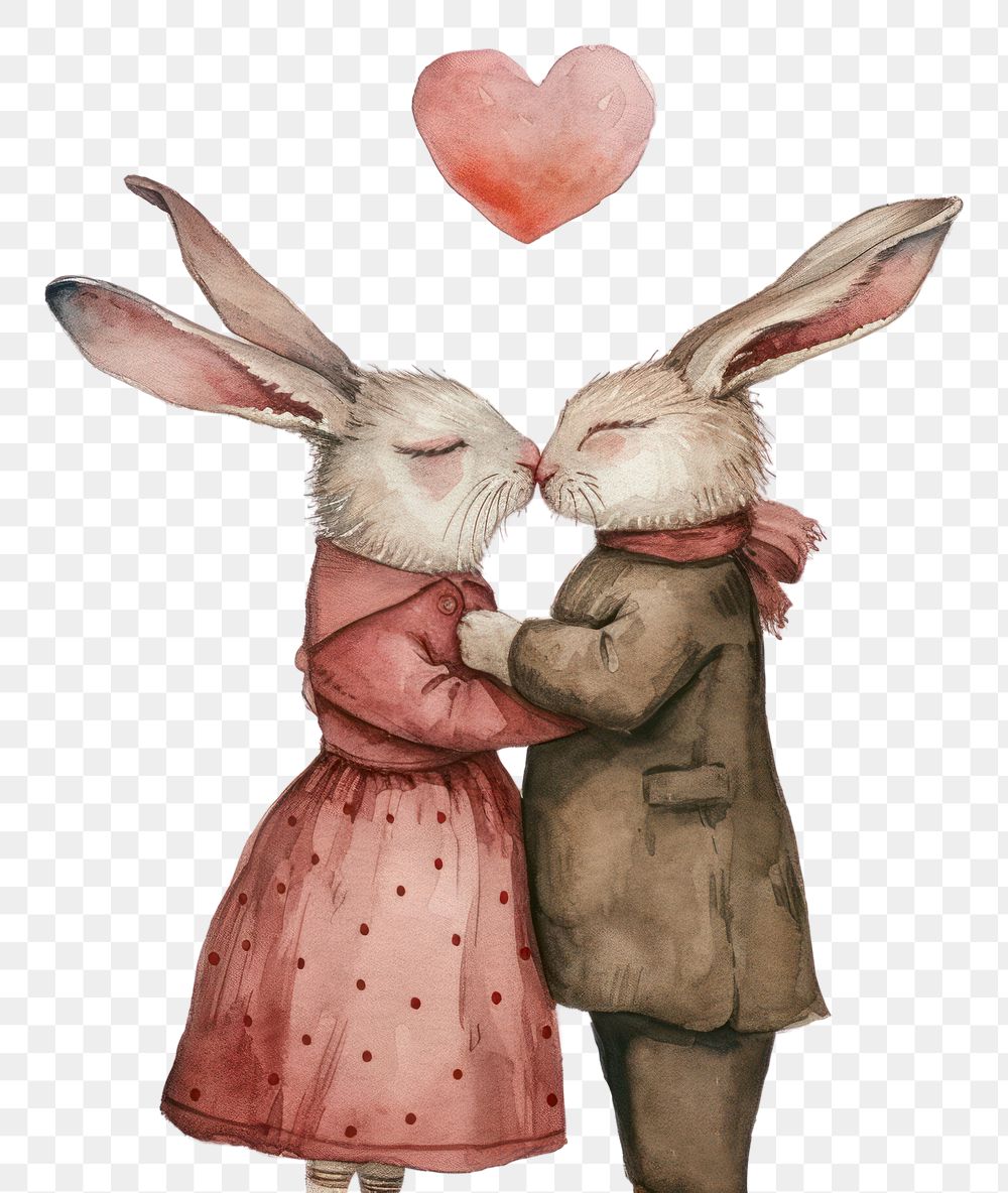 PNG Two rabbits hugging watercolor | Free PNG - rawpixel