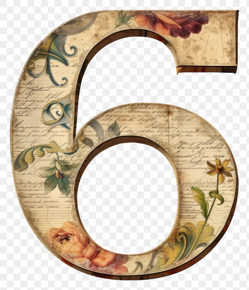 PNG Vintage Alphabet Number 6 | Free PNG - rawpixel