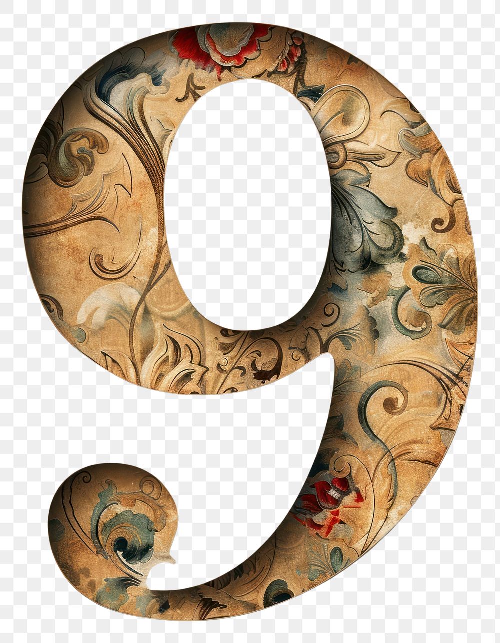 PNG Vintage Alphabet Number 9 | Free PNG - rawpixel