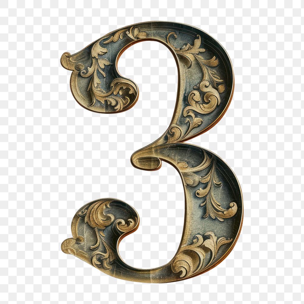Vintage Alphabet Number 3 number | Premium PNG - rawpixel