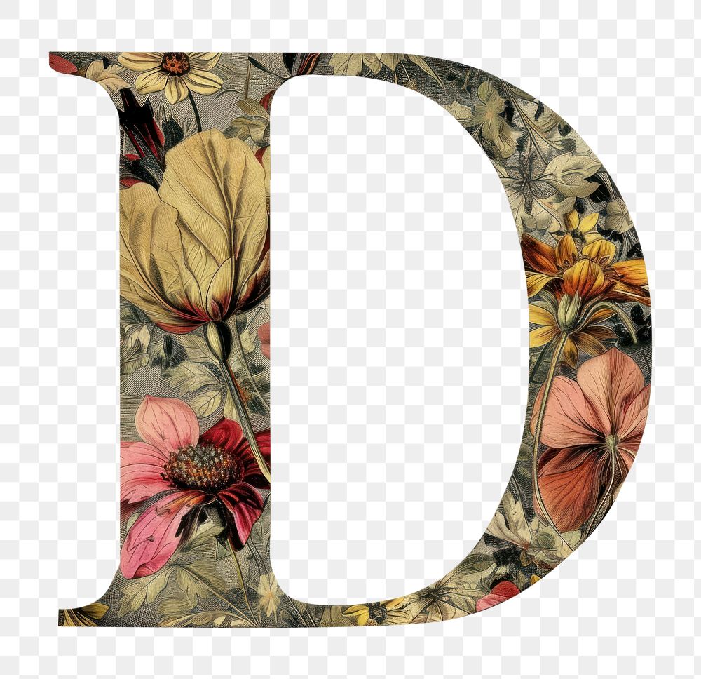 Vintage Alphabet D art pattern | Free PNG - rawpixel