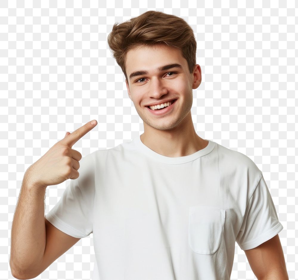 PNG Portrait t-shirt finger smile. | Free PNG - rawpixel
