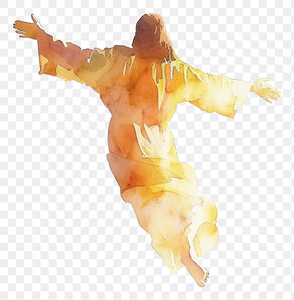 PNG Watercolor illustration jesus flying | Free PNG - rawpixel