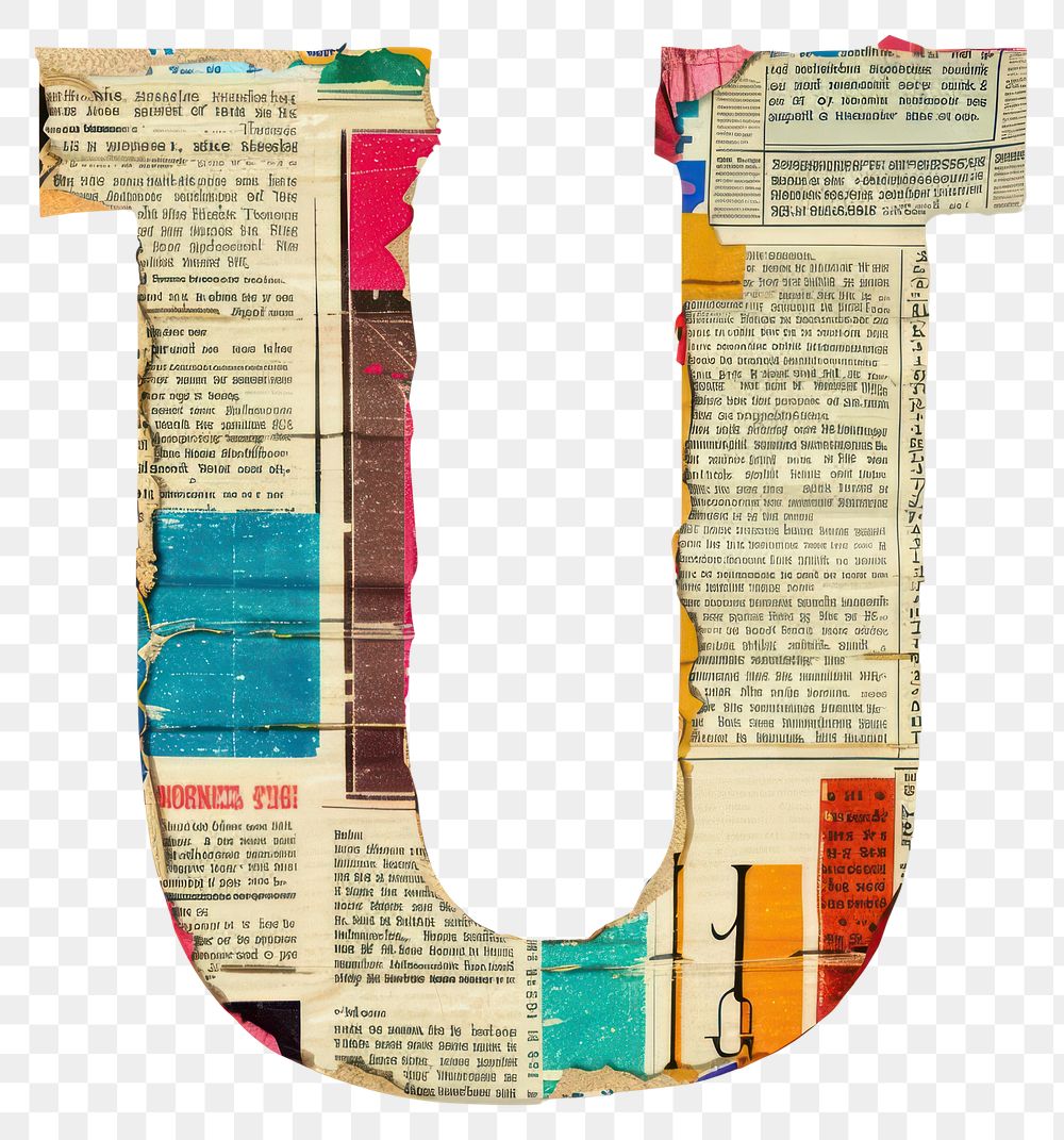 Magazine paper letter U collage | Free PNG - rawpixel