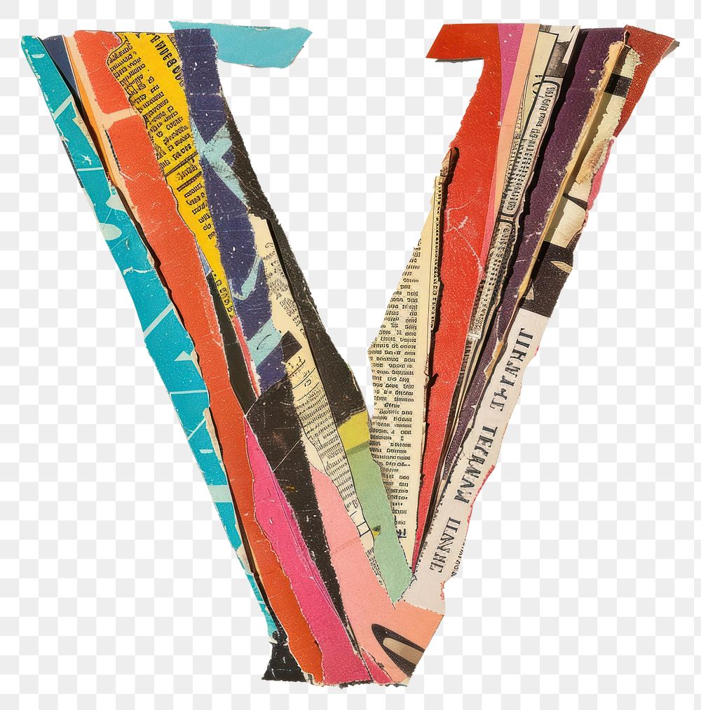 Magazine paper letter V collage | Premium PNG - rawpixel