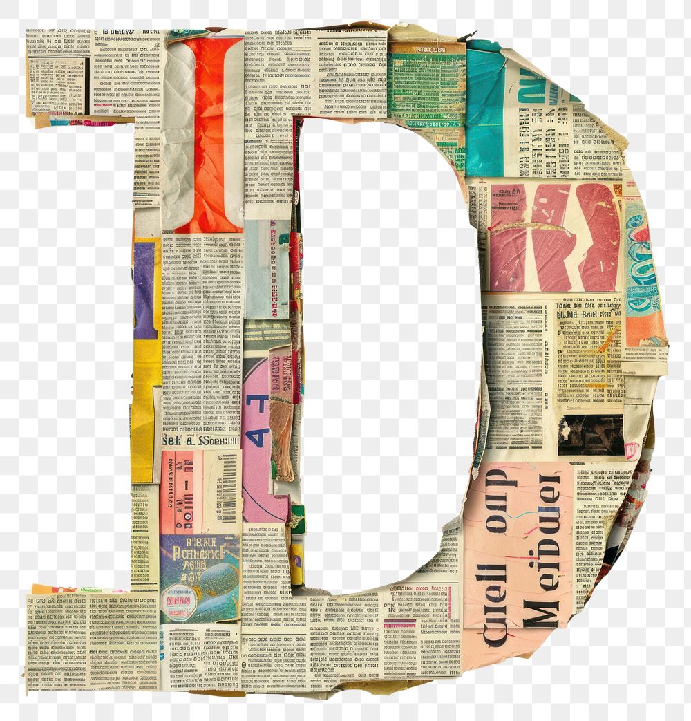 Magazine paper letter D collage | Free PNG - rawpixel