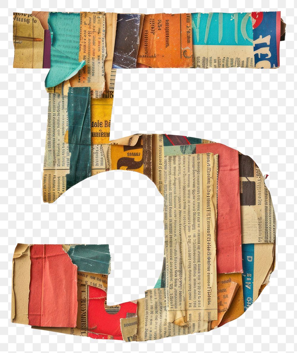 Letter number 5 collage craft | Premium PNG - rawpixel