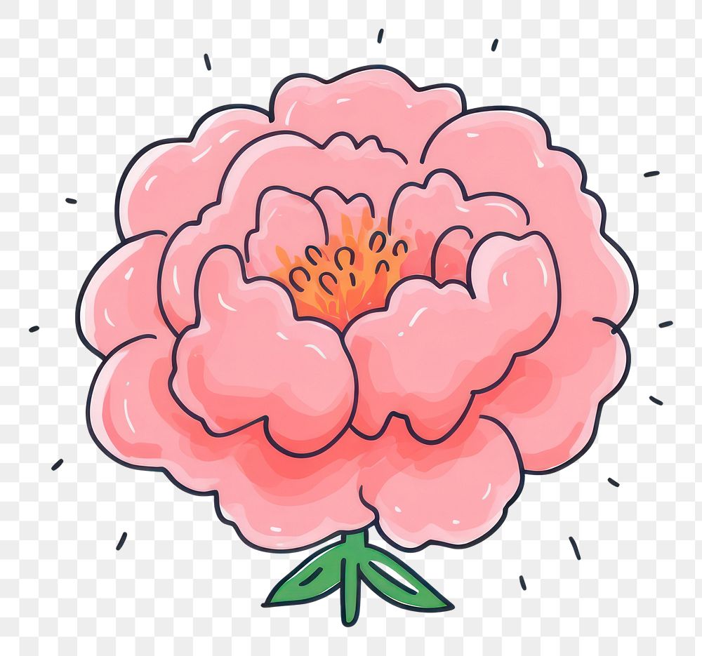 PNG Doodle illustration peony cartoon | Free PNG - rawpixel