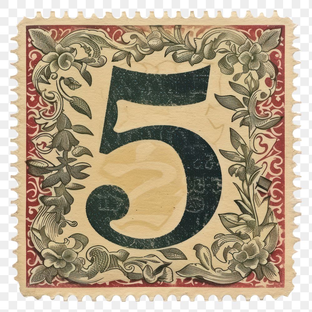 PNG Vintage Number 5 postage | Premium PNG - rawpixel