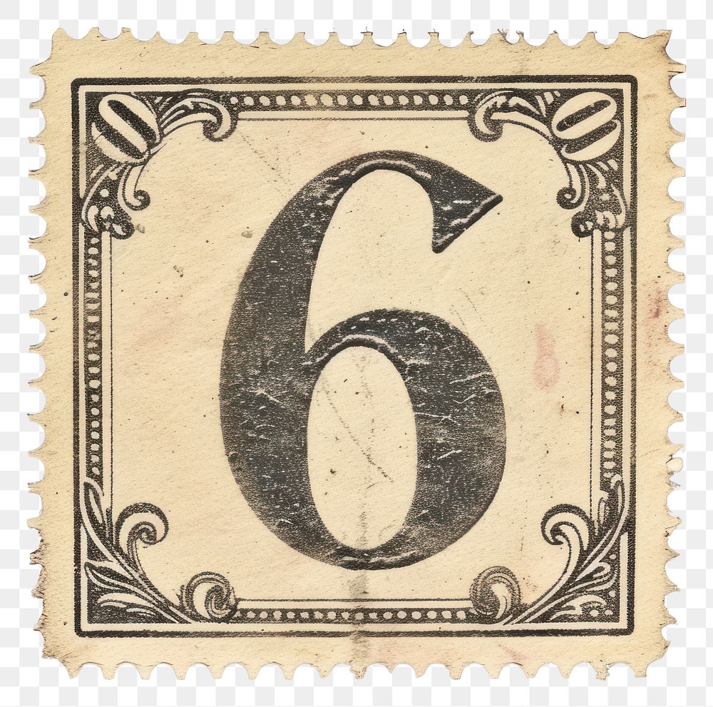 PNG Vintage Number 6 postage | Free PNG - rawpixel