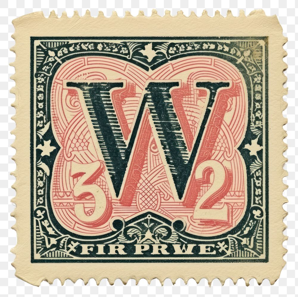 PNG Vintage alphabet W postage | Free PNG - rawpixel