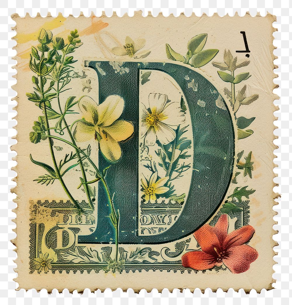 PNG Vintage alphabet D postage | Premium PNG - rawpixel