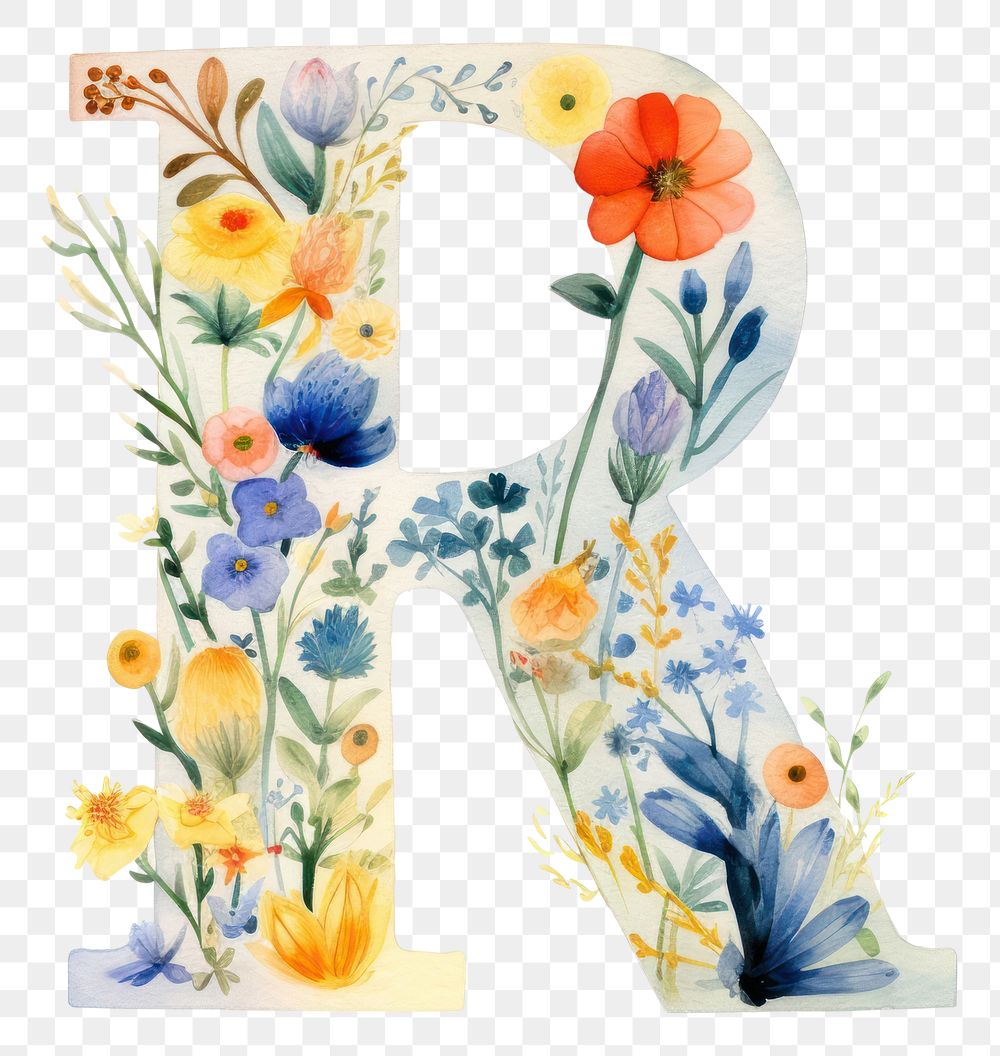 PNG Floral alphabet R art | Premium PNG - rawpixel