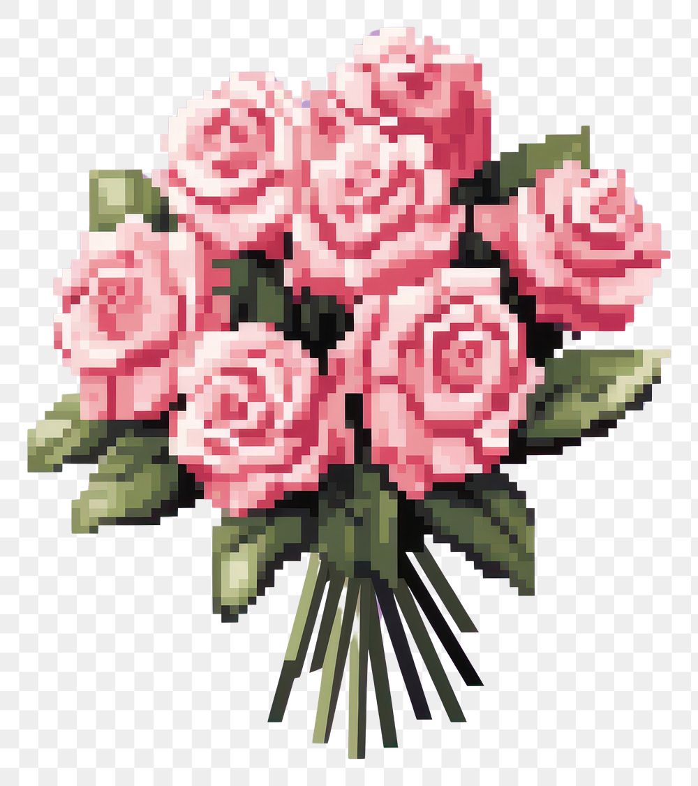 PNG Roses bouquet pixel art | Free PNG - rawpixel