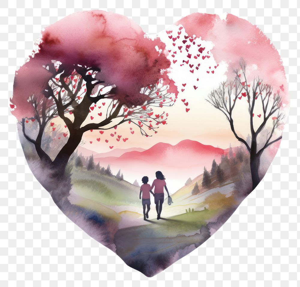 PNG Heart landscape painting plant. | Free PNG - rawpixel