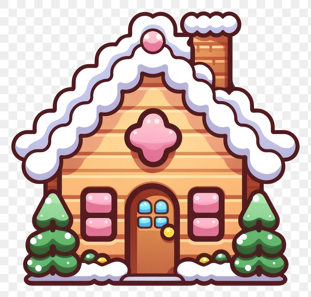 PNG Gingerbread house pixel confectionery | Free PNG - rawpixel