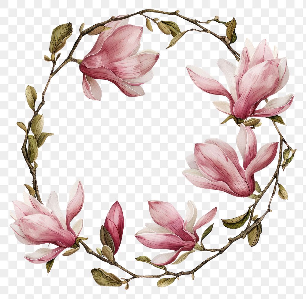 PNG Magnolia cercle border blossom | Free PNG - rawpixel
