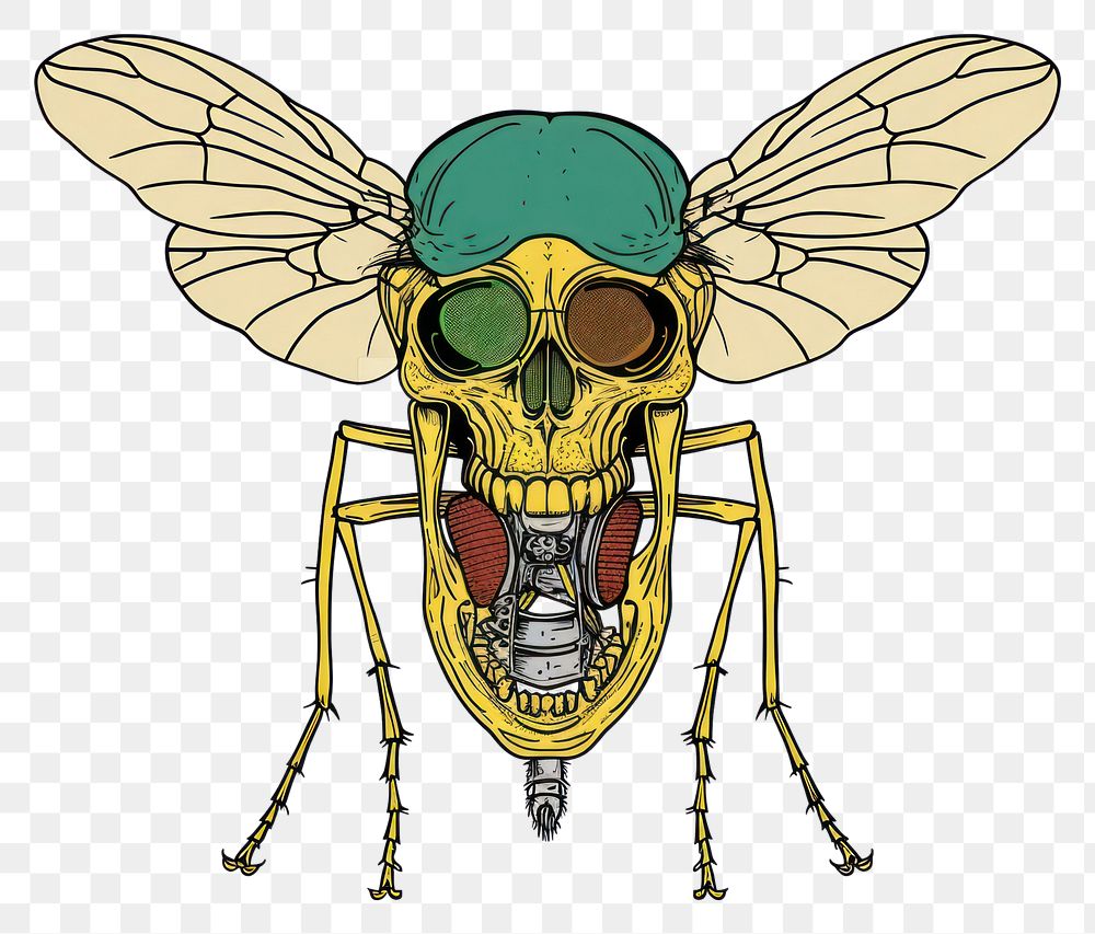PNG Fly sticker skull insect | Free PNG - rawpixel