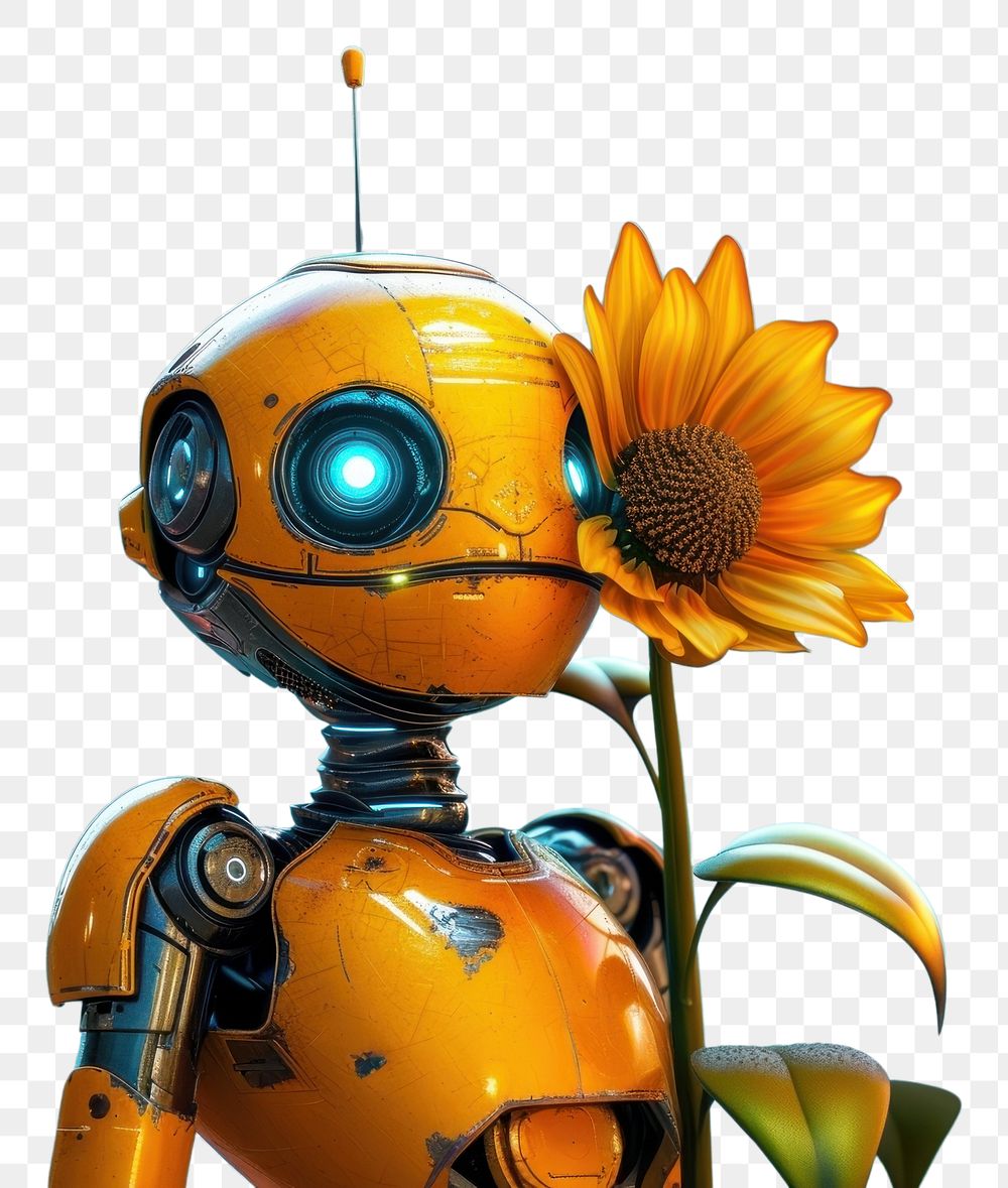 PNG Sunflower plant robot representation. | Premium PNG - rawpixel