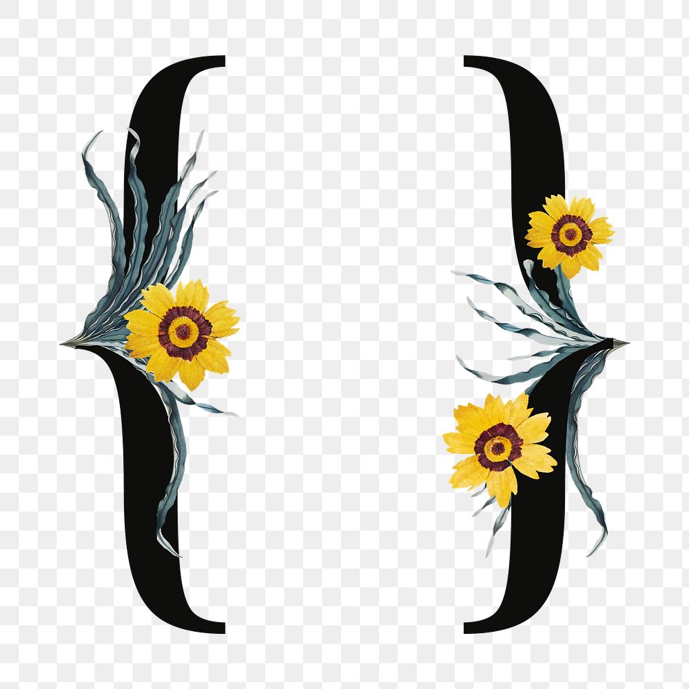 Floral curly brackets png digital | Free PNG - rawpixel Floral curly brackets png digital | Free PNG - rawpixel