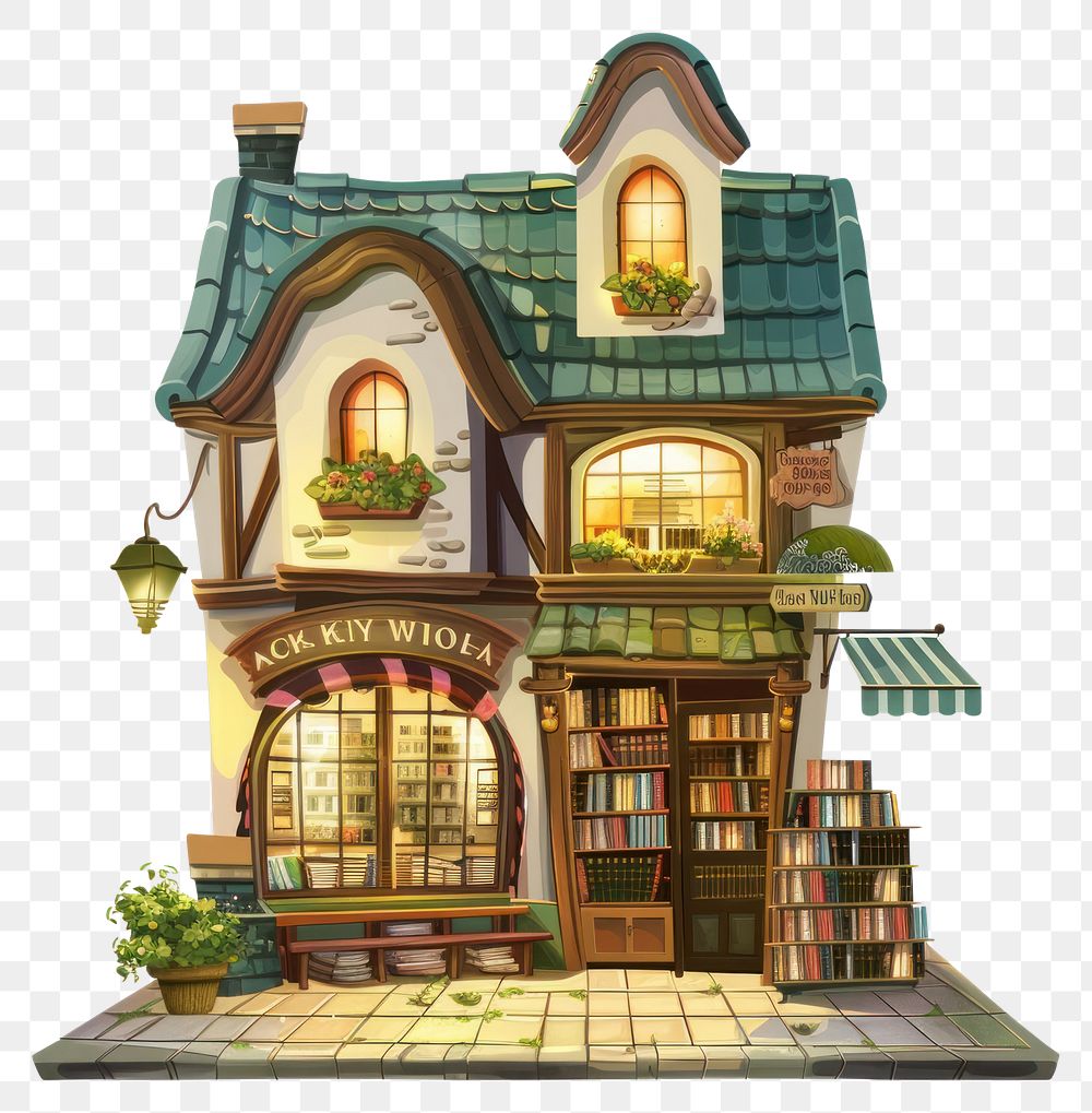 PNG Cartoon book store architecture | Premium PNG - rawpixel