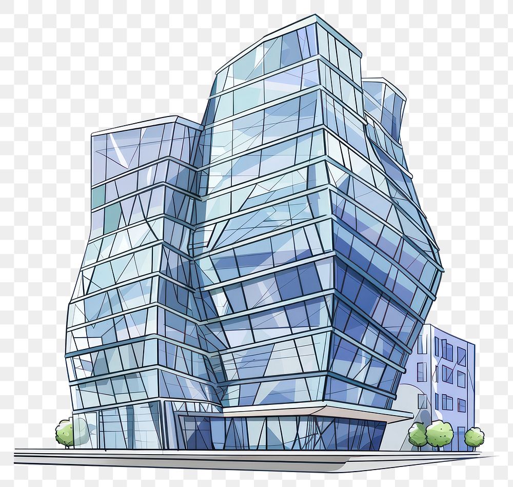 PNG Cartoon glass buildings architecture | Free PNG - rawpixel