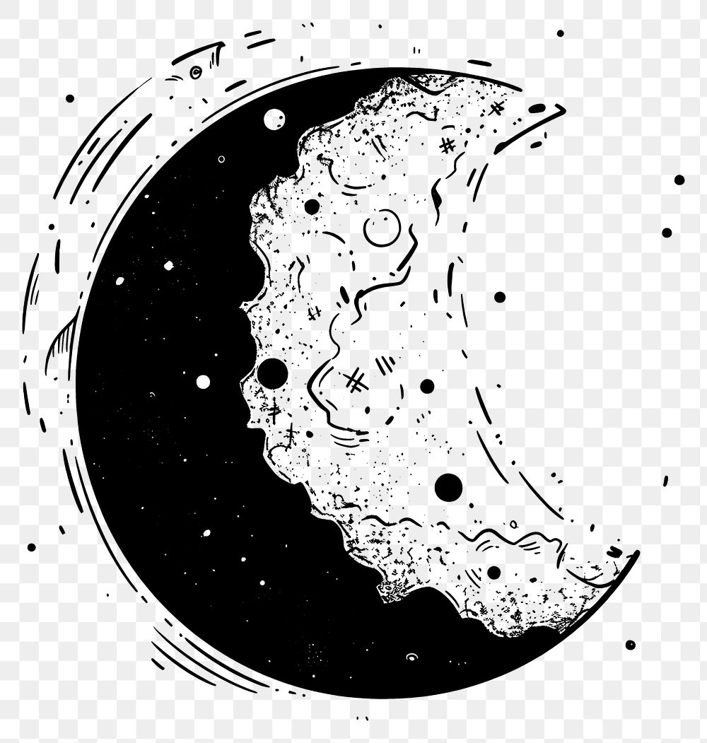 PNG Outline sketching illustration moon | Premium PNG - rawpixel