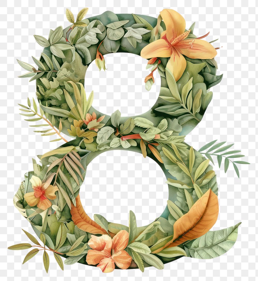 PNG letter number 8 wreath | Premium PNG - rawpixel