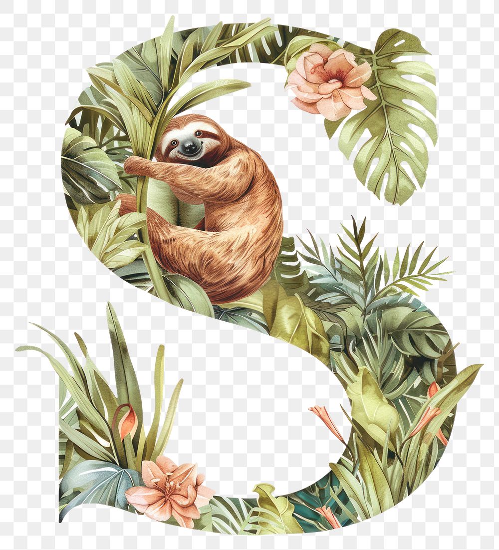 PNG letter S sloth nature | Premium PNG - rawpixel