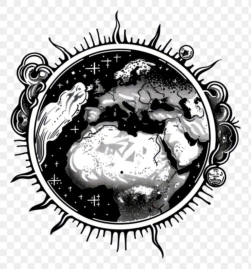 PNG Earth drawing logo illustrated. | Free PNG - rawpixel