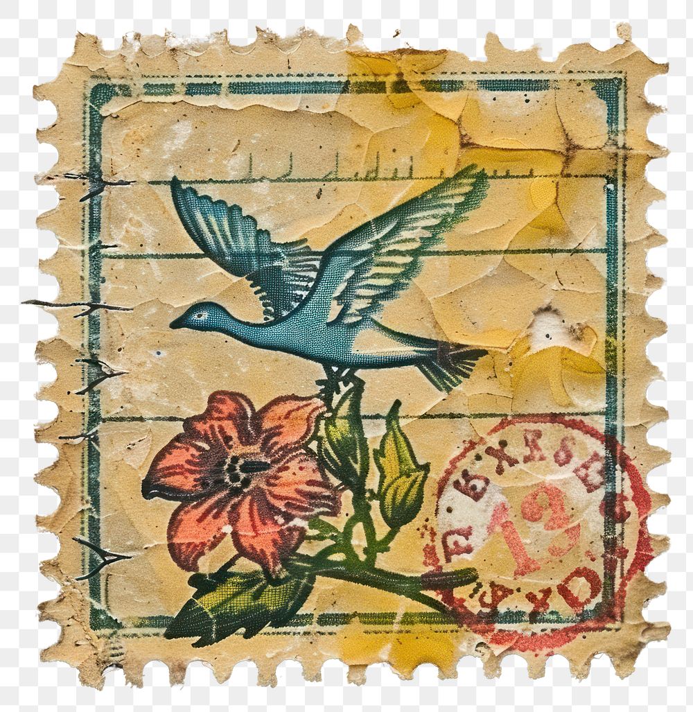 PNG Postage stamp ornament bird | Free PNG - rawpixel