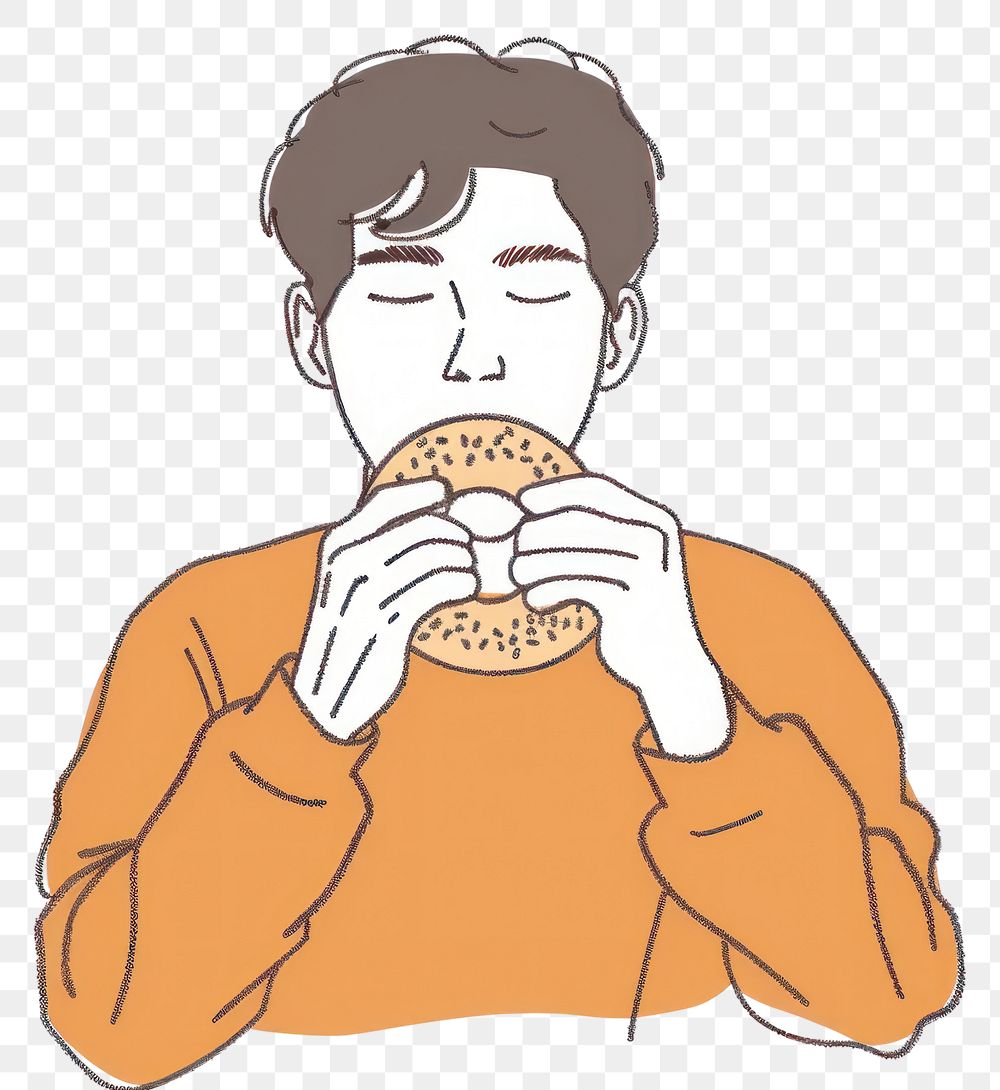 PNG Man eating bagel flat | Free PNG - rawpixel