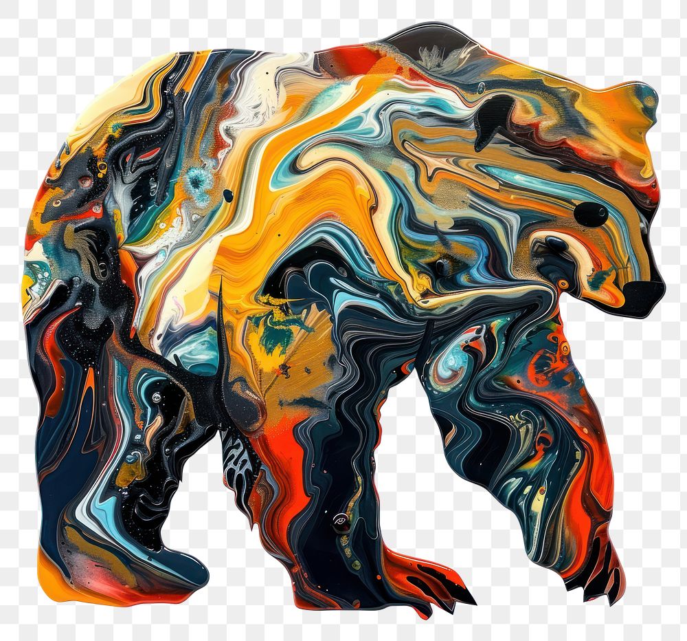Acrylic pouring bear painting mammal | Premium PNG - rawpixel
