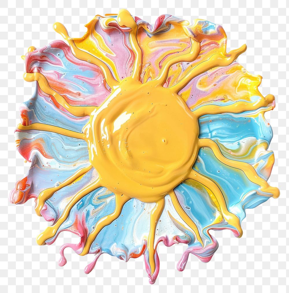 Acrylic pouring sun shape art | Free PNG - rawpixel