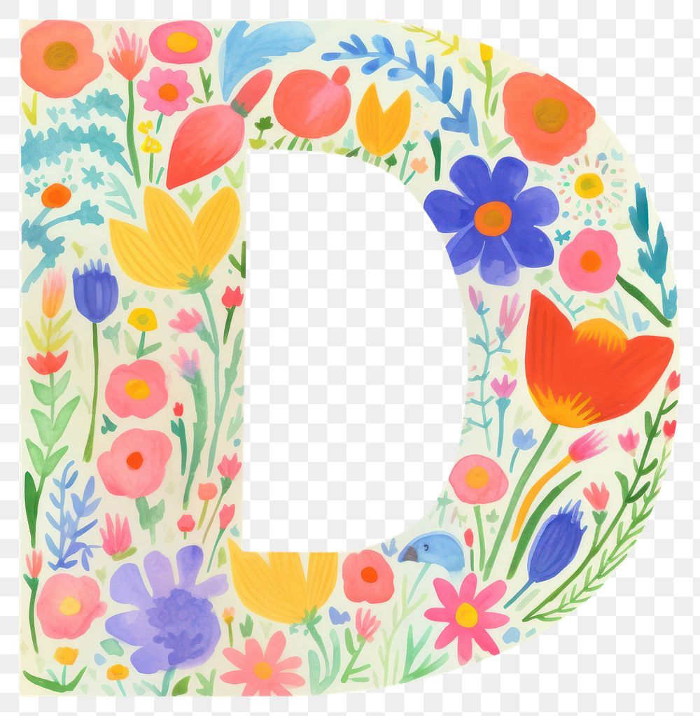 PNG Alphabet D pattern flower | Premium PNG - rawpixel