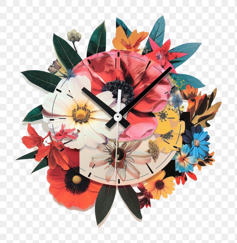 PNG Flower Collage clock Home | Premium PNG - rawpixel