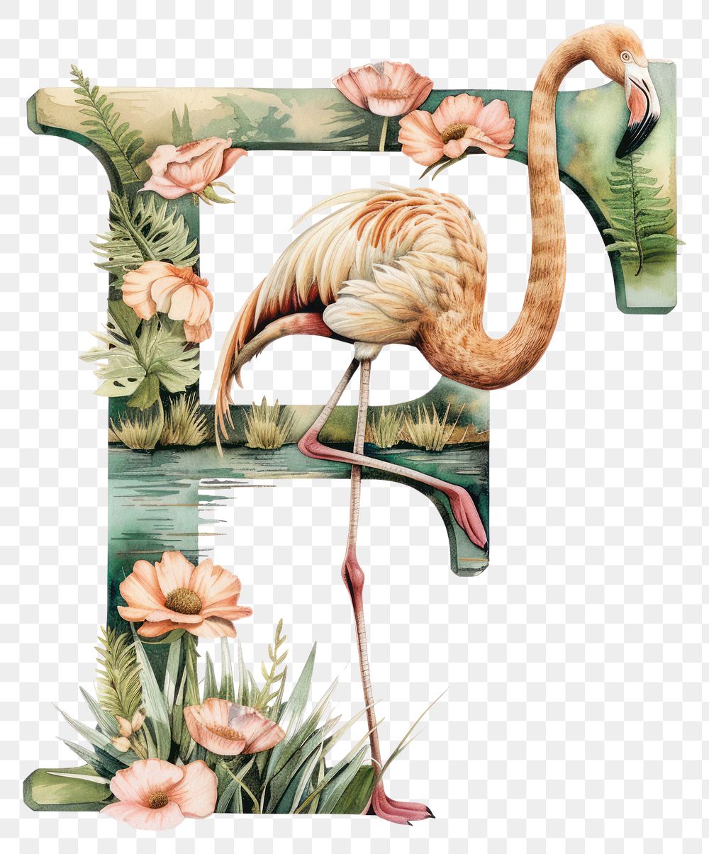 PNG letter F flamingo animal | Free PNG - rawpixel