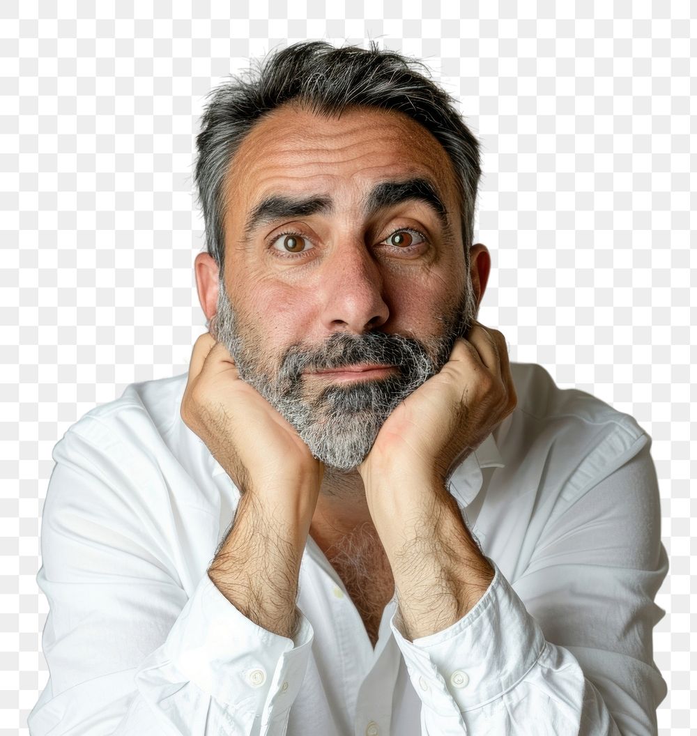 Worried man white shirt portrait | Free PNG - rawpixel