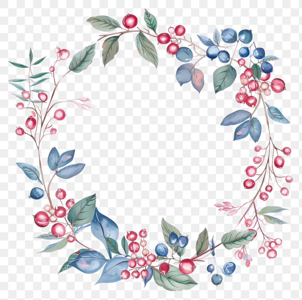 PNG Blueberry pattern wreath plant. | Premium PNG - rawpixel
