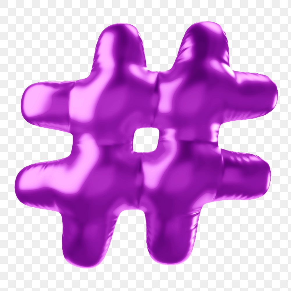 Hashtag png 3D purple balloon | Free PNG - rawpixel