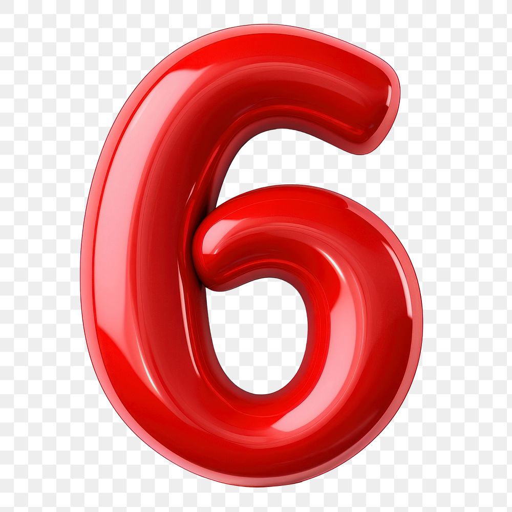 Number six png red 3D | Free PNG - rawpixel