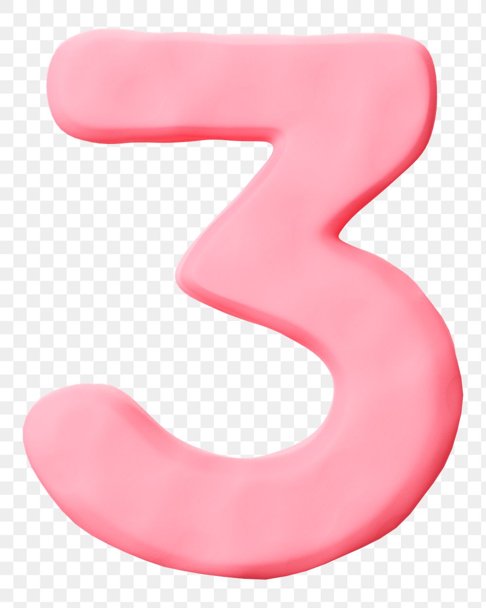 Number three png pink clay | Free PNG - rawpixel