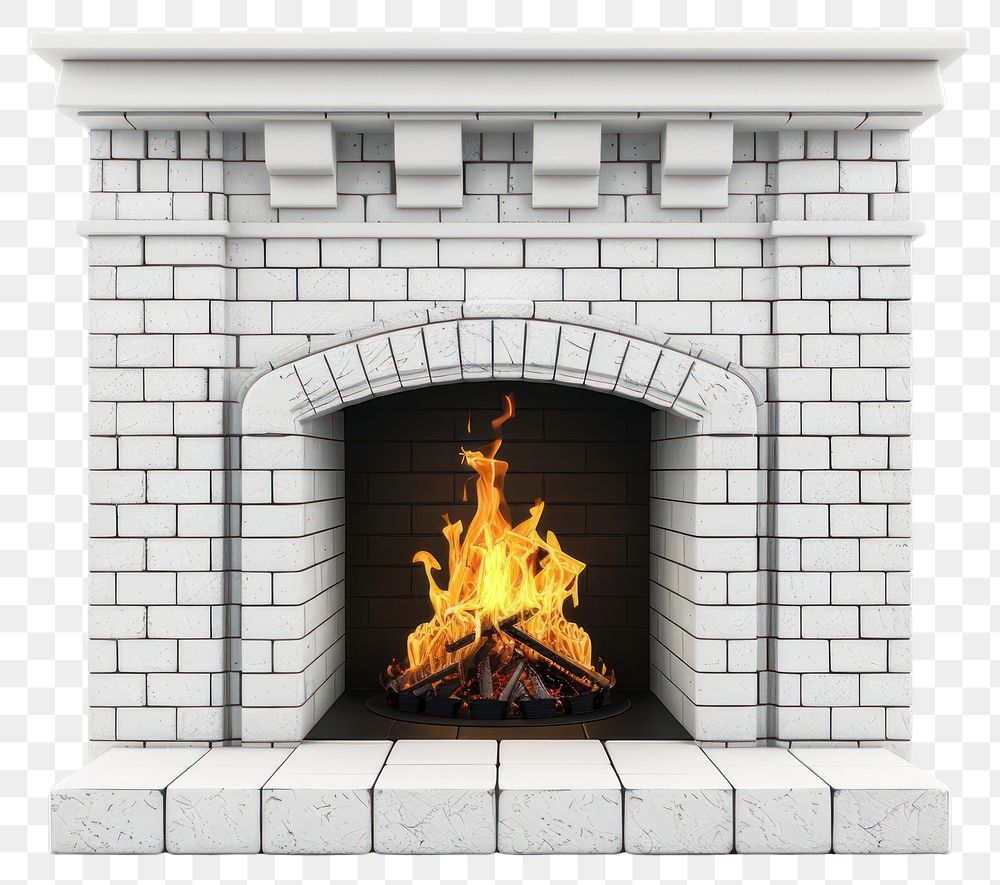 PNG Elegant white brick fireplace | Free PNG - rawpixel