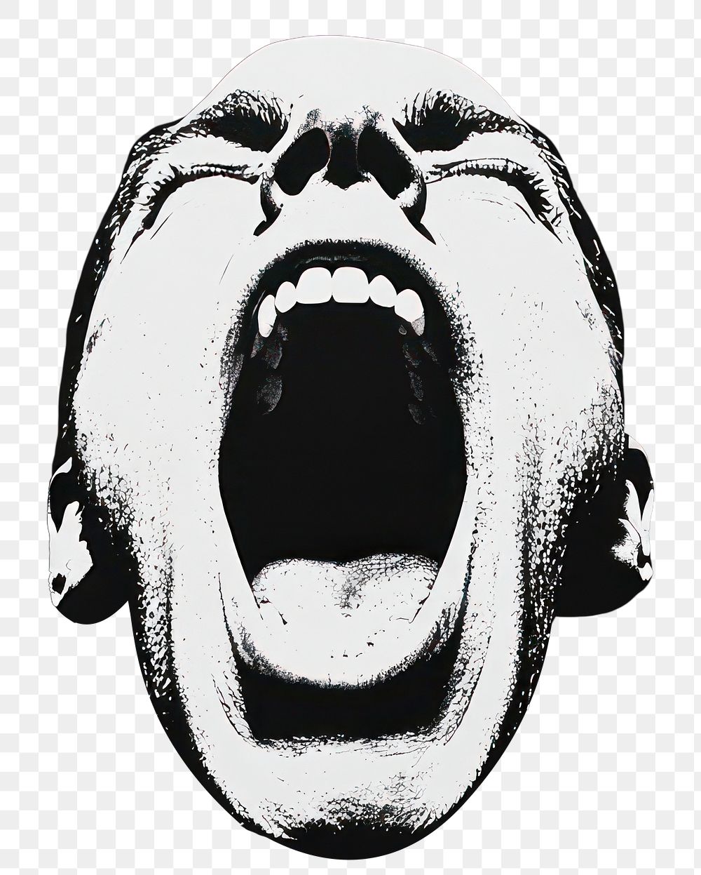 PNG isolated black white shouting | Free PNG - rawpixel