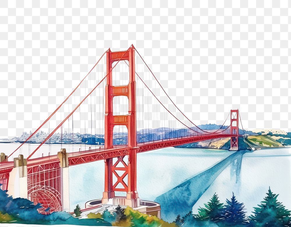 PNG Golden gate bridge illustration | Free PNG - rawpixel